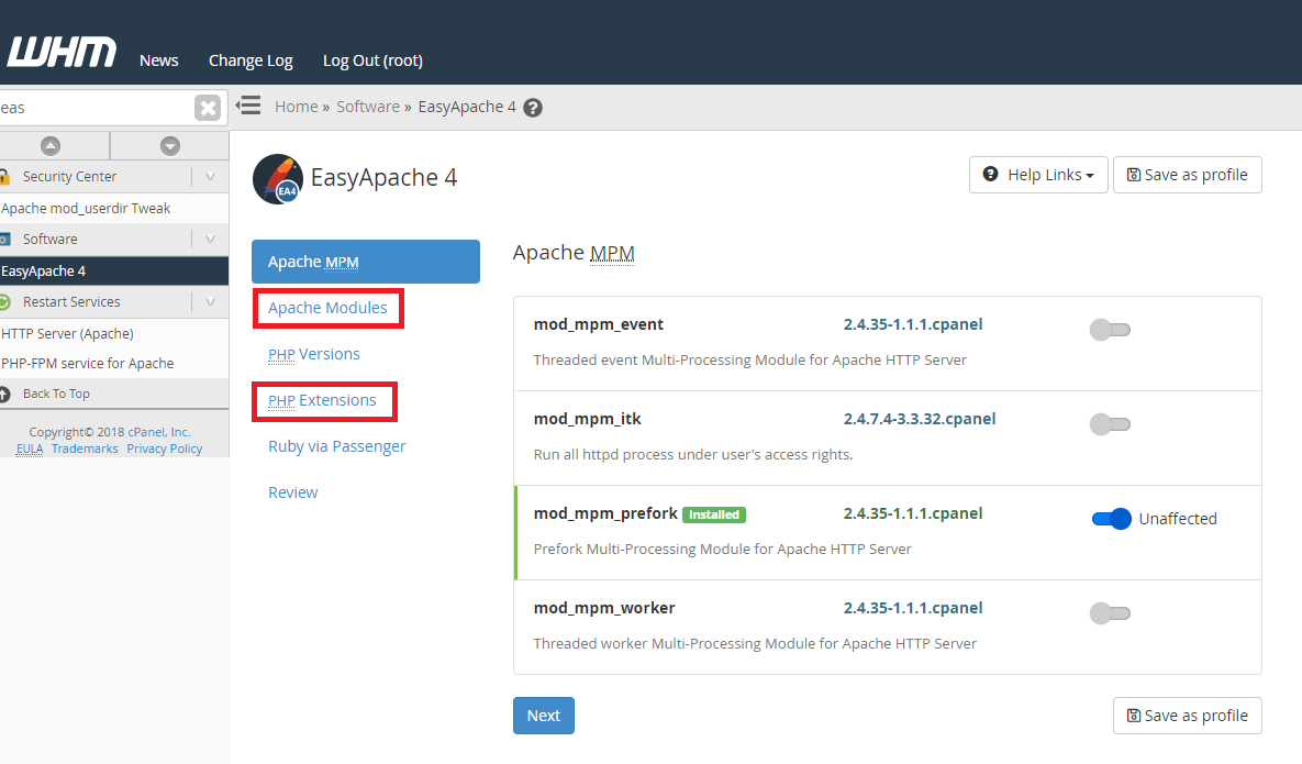 How Can I Enable An Apache Or Php Module On My Cpanel Vps Knowledgebase Ethernet Servers Ltd 2577